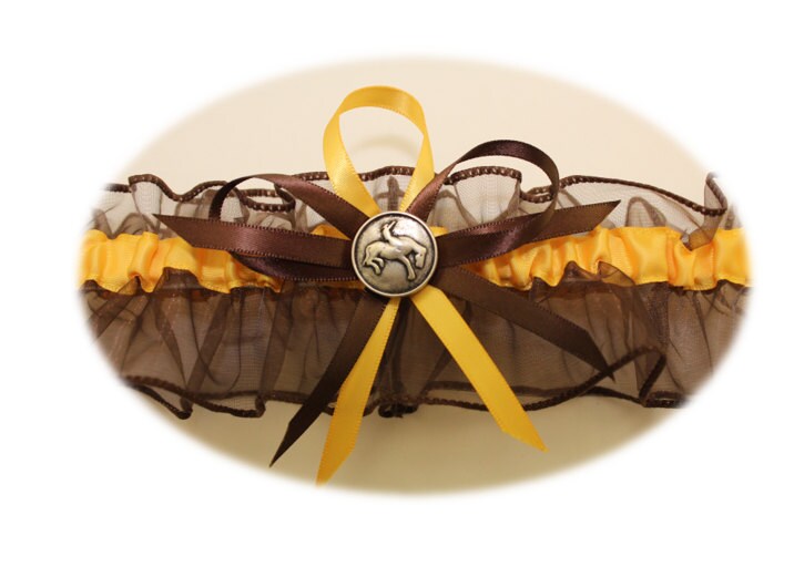 Wedding Garter Set With Brown and Gold Colors With Rodeo - Etsy