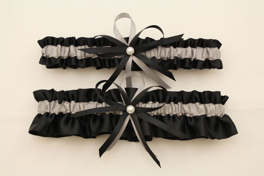 Black and Silver/grey Wedding Garter, Bridal Garter Set-(your Choice ...