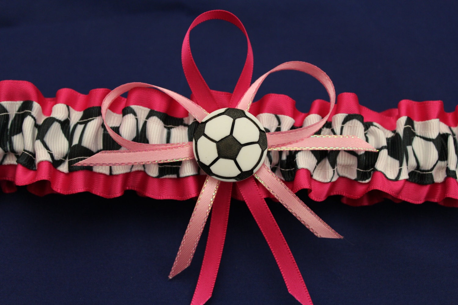 Fuchsia Soccer Theme Wedding Garter Set, Bridal Garter Set, Prom Garter ...