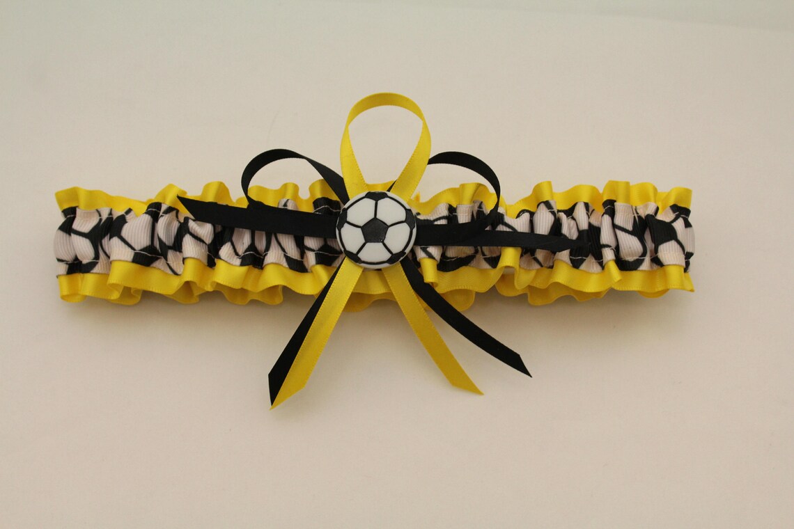 Wedding Garter , Yellow Satin, Soccer, Bridal Garter, Sports, Prom ...