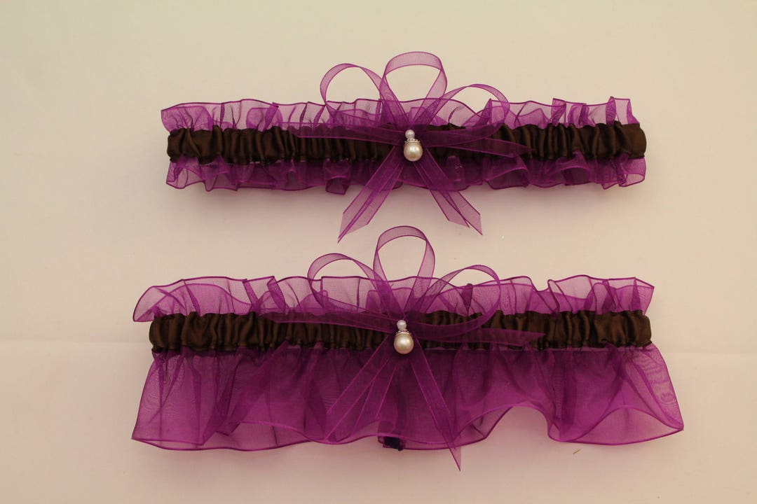 Sheer Plum and Brown Wedding Garter, Bridal Garter, Prom Garter (your ...