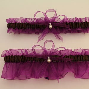 Sheer Plum and Brown Wedding Garter, Bridal Garter, Prom Garter (your ...