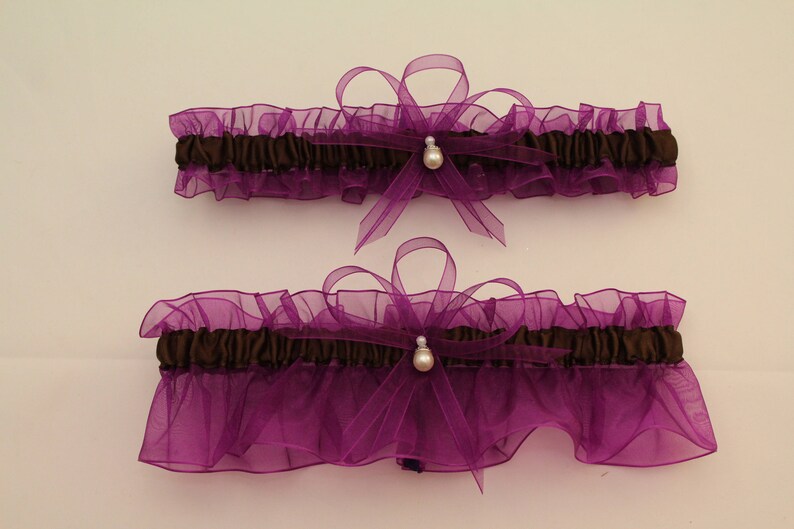 Sheer Plum and Brown Wedding Garter, Bridal Garter, Prom Garter (your ...