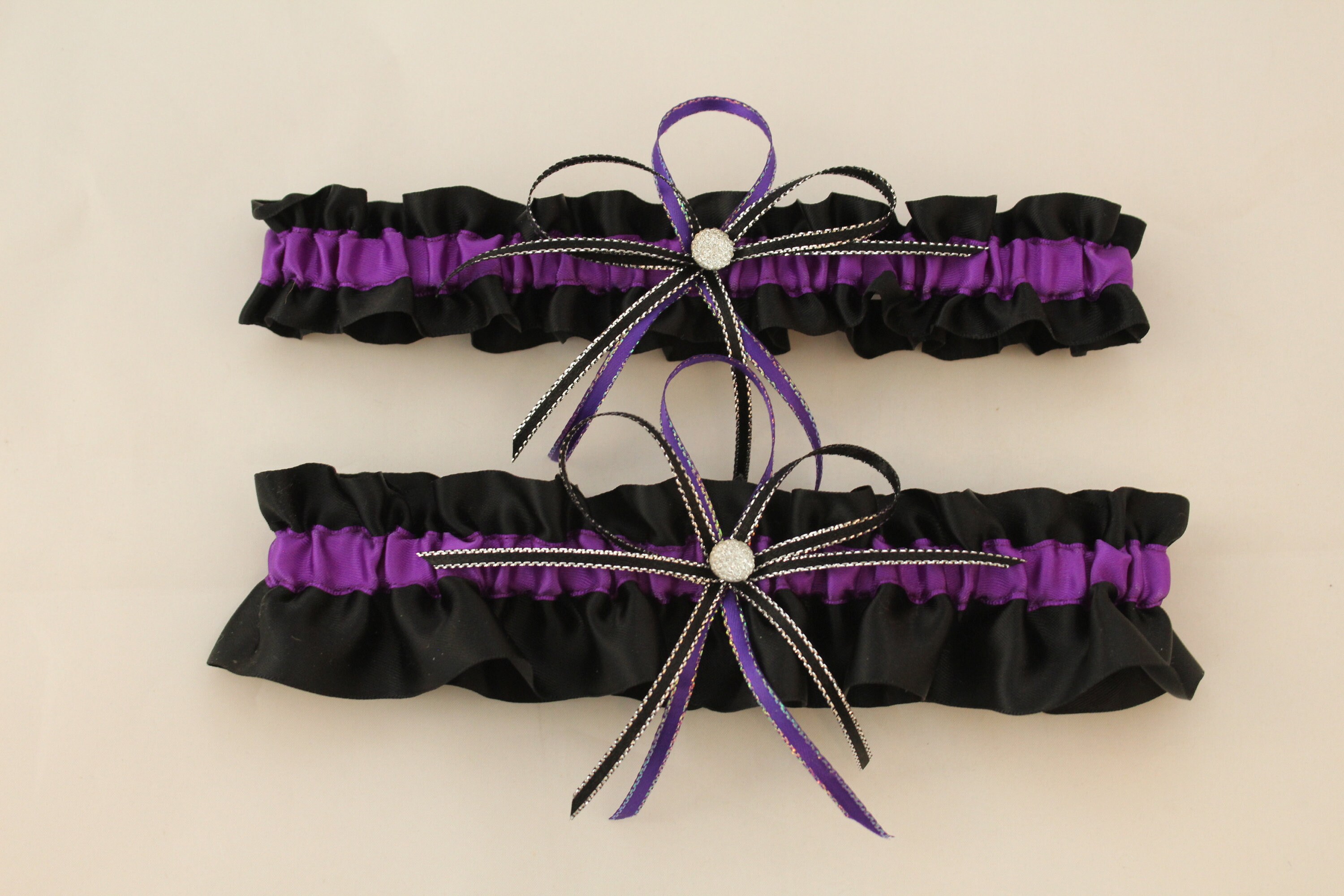 Black and Purple Satin Wedding Garter Set Your Choice Single | Etsy