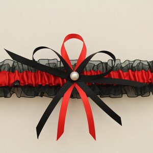 Sheer Black and Red Wedding Garter, Bridal Garters, Prom Garter (your ...