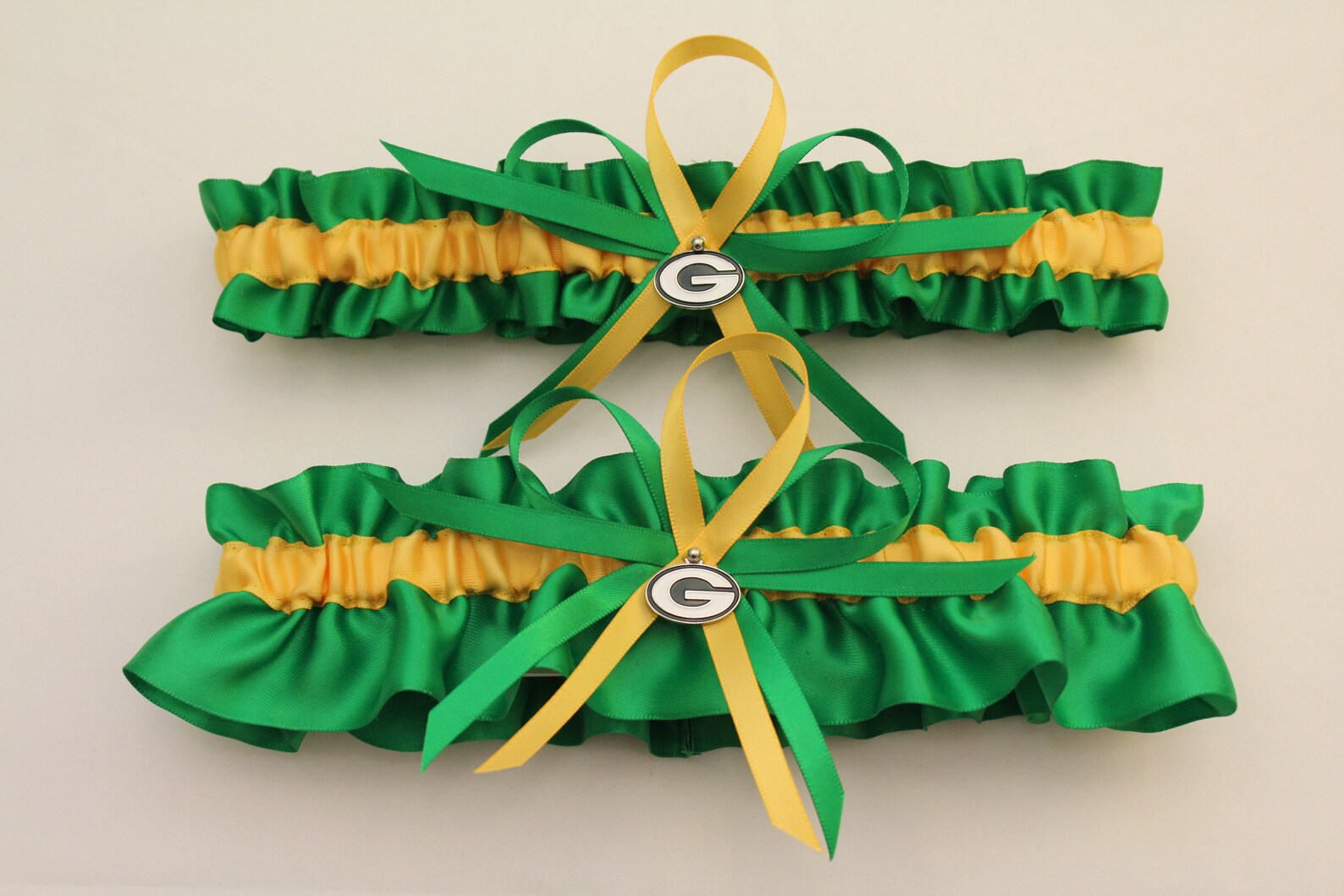 Green Bay Packers Inspired Satin Wedding Garter Set With | Etsy
