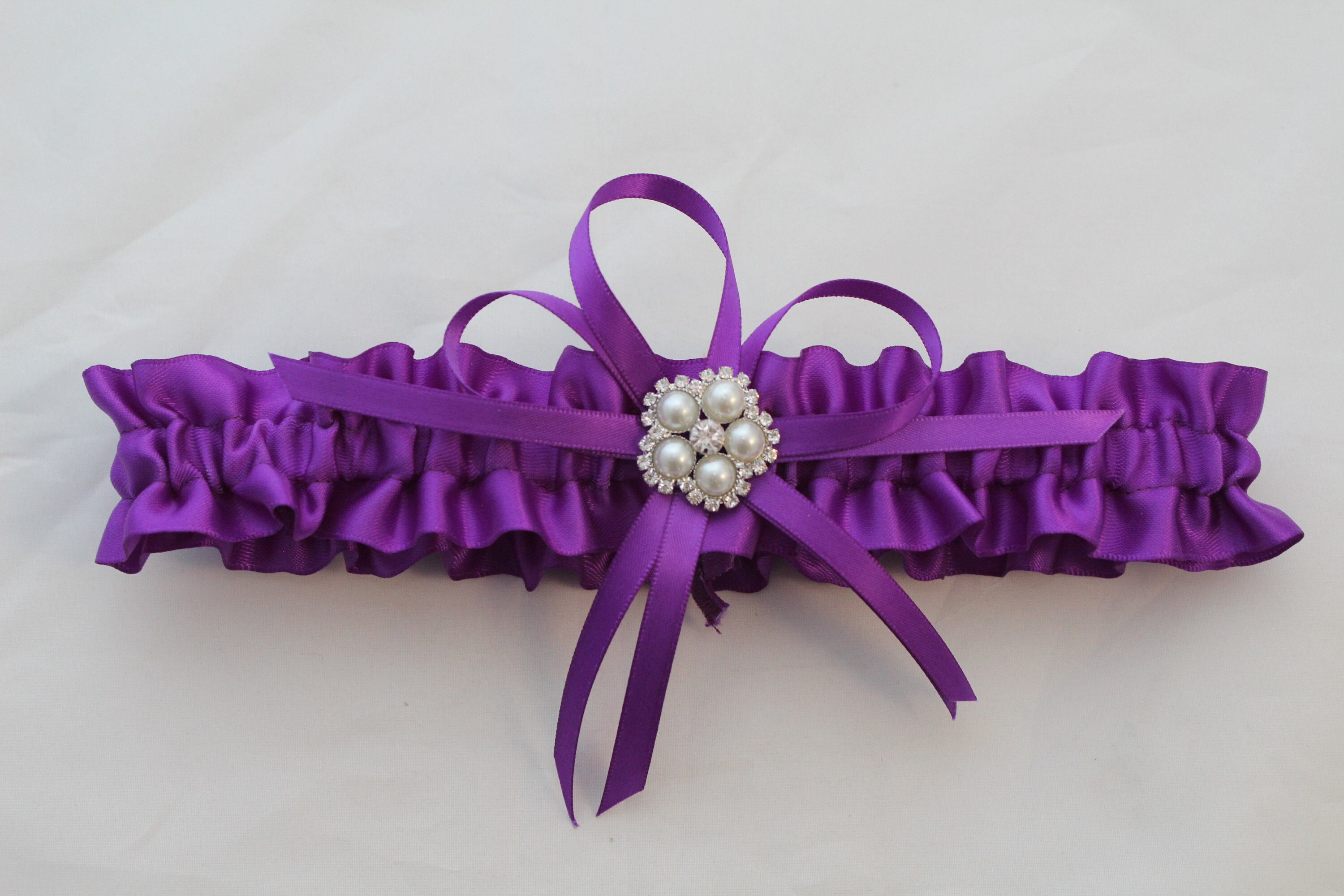 Purple Satin Wedding Garter Set With Charms, Bridal Garter Set, Bride ...