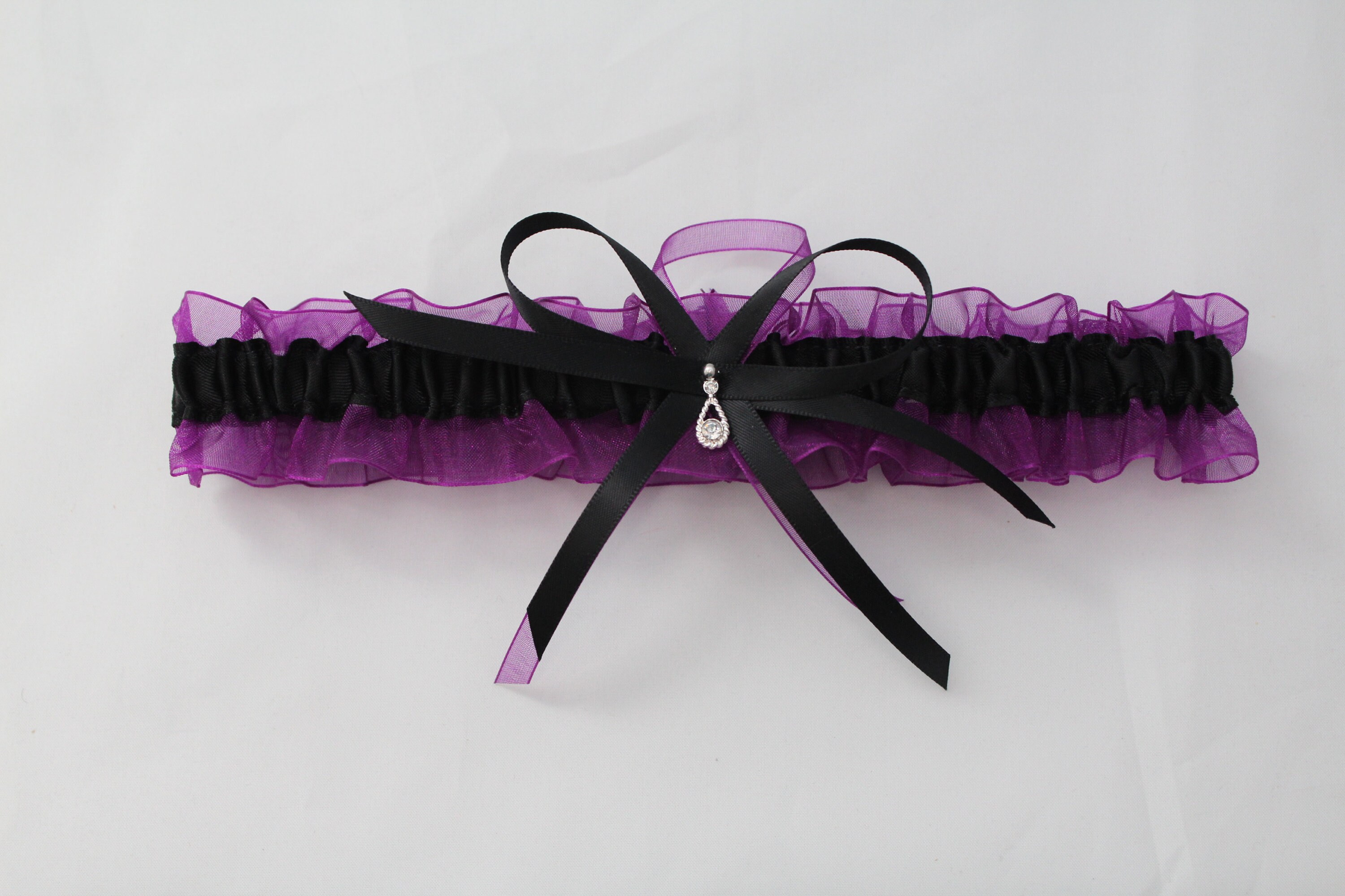 Plum and Black Wedding Garter Set With Charms, Bridal Garters Prom ...