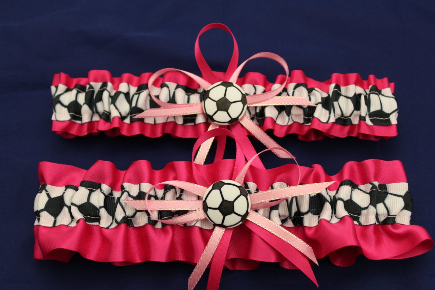 Fuchsia Soccer Theme Wedding Garter Set, Bridal Garter Set, Prom Garter ...