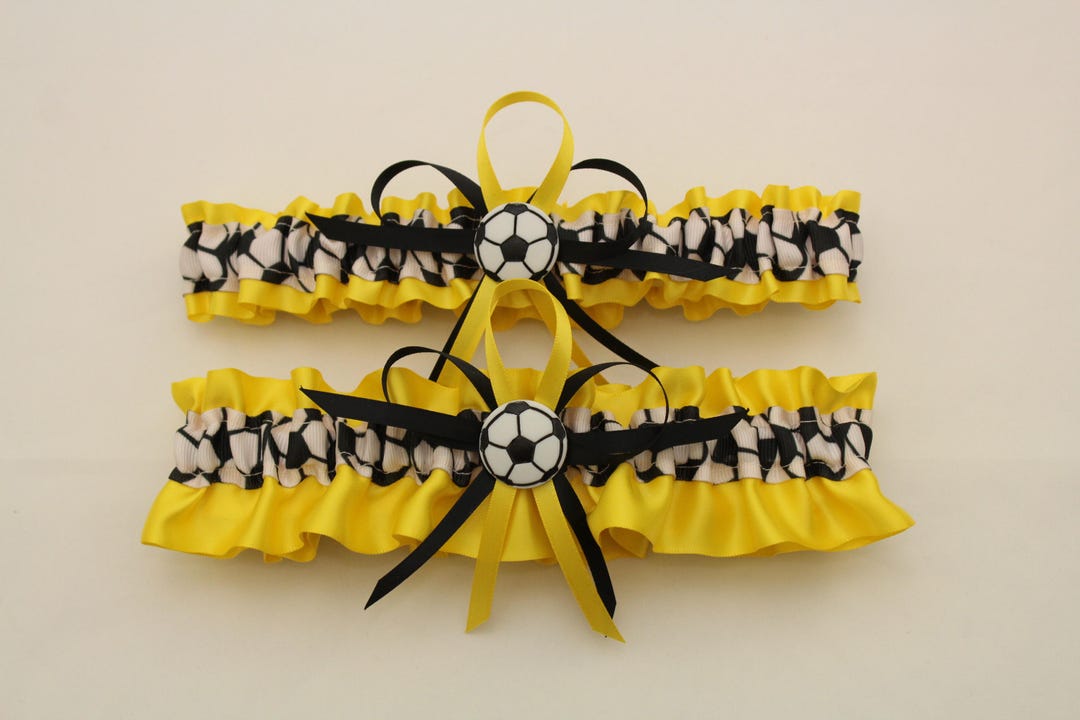 Wedding Garter , Yellow Satin, Soccer, Bridal Garter, Sports, Prom ...