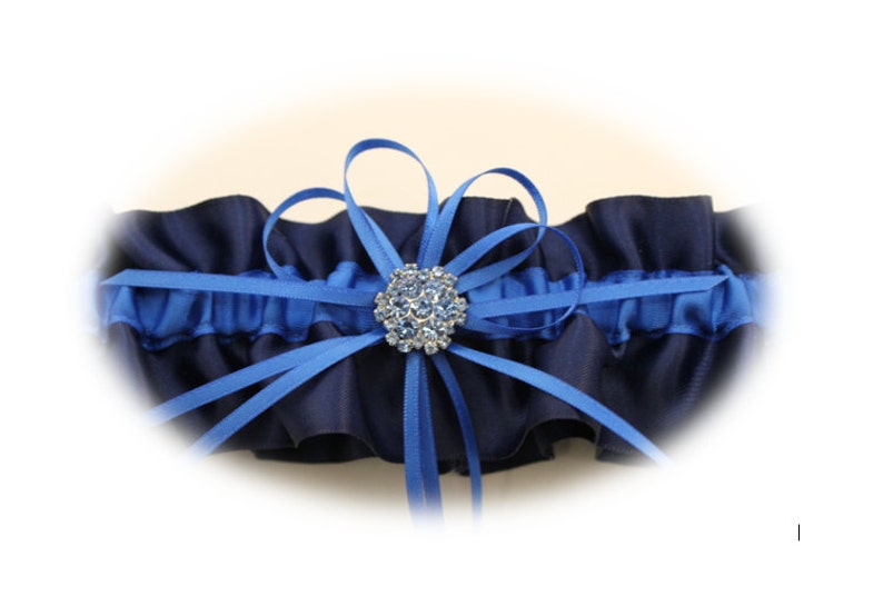 Navy Blue and Royal Blue Wedding Garter Set, Bridal Garters, Prom (your ...