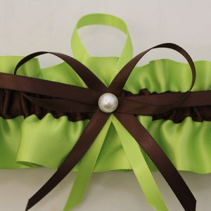 Apple Green and Brown Wedding Garter Set, Bridal Garter, Prom Garter ...