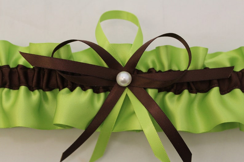 Apple Green and Brown Wedding Garter Set, Bridal Garter, Prom Garter ...