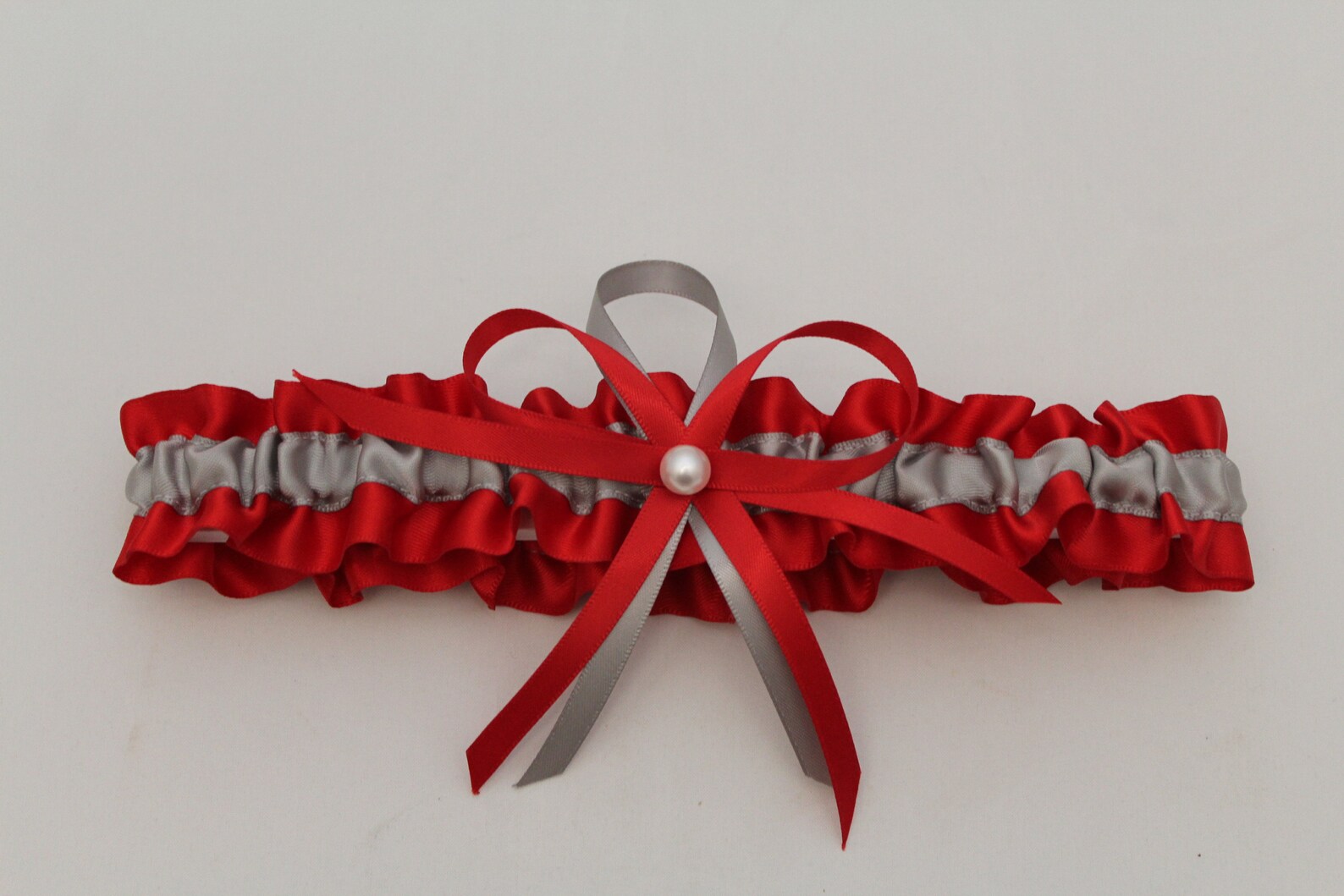 Red and Silver Satin Wedding Garter Set-Prom Garter Your | Etsy