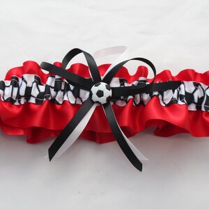 Wedding Garter , Red Satin, Soccer, Bridal Garter, Sports, Prom Garter ...