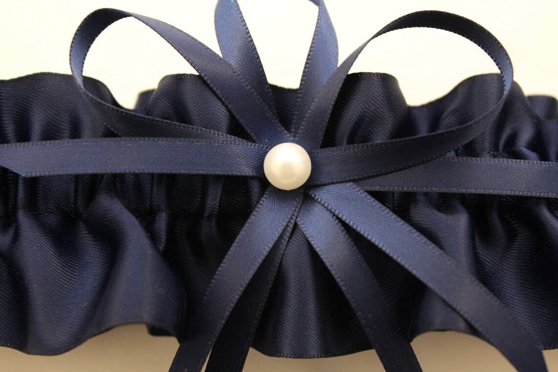Navy Blue Satin Wedding Garter Wedding Garter Set Bridal - Etsy
