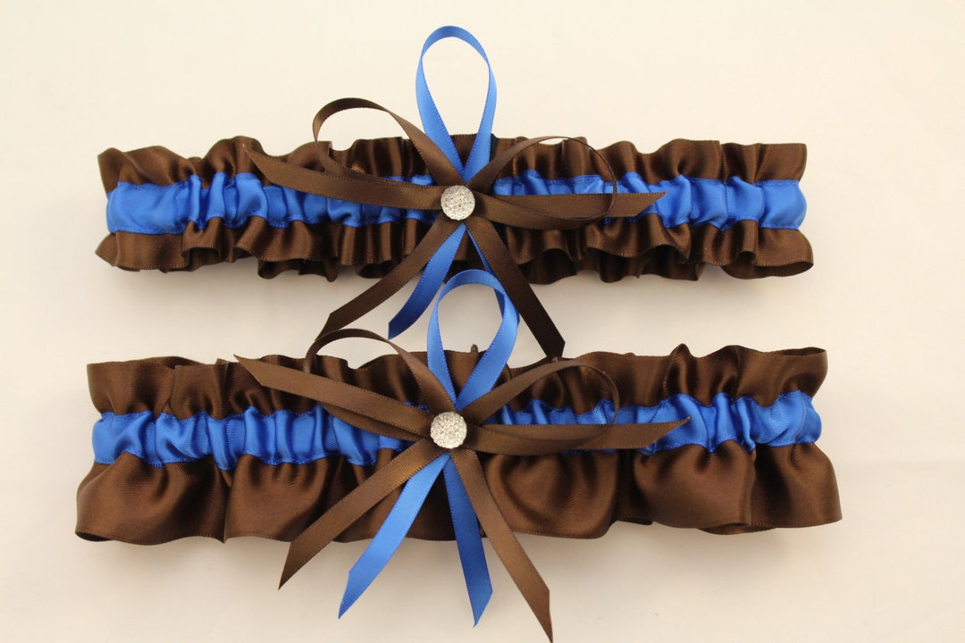 Brown and Royal Blue Wedding Garter Set-your Choice, Single or Set - Etsy