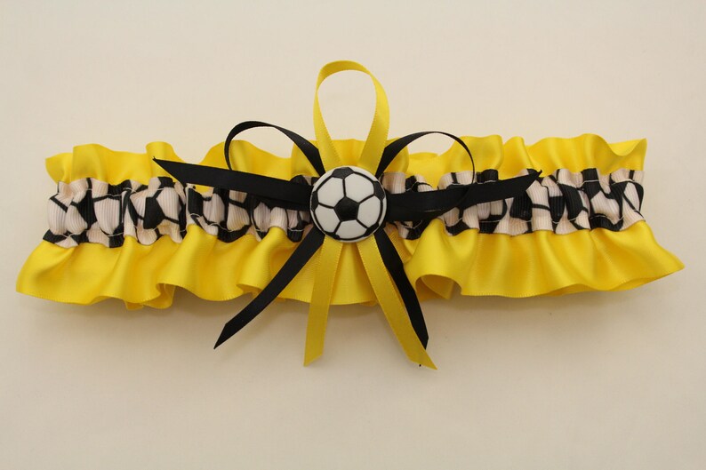 Wedding Garter Yellow Satin Soccer Bridal Garter Sports | Etsy