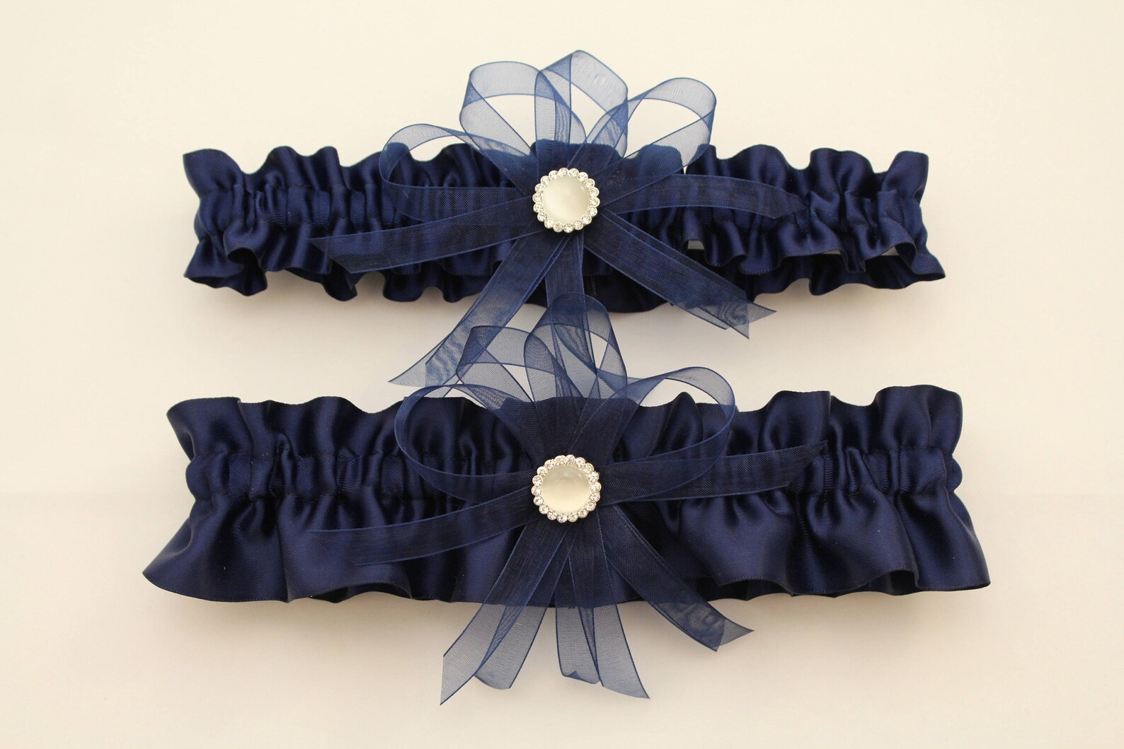 Navy Blue Satin Wedding Garter With Charms, Bridal Garter, Wedding ...