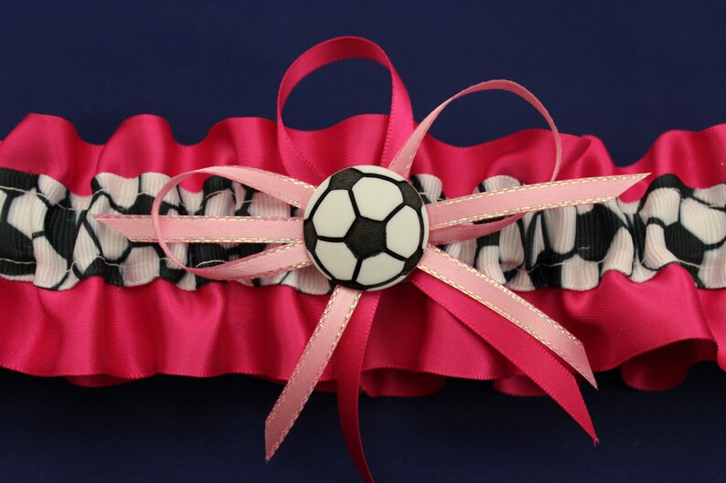 Fuchsia Soccer Theme Wedding Garter Set, Bridal Garter Set, Prom Garter ...