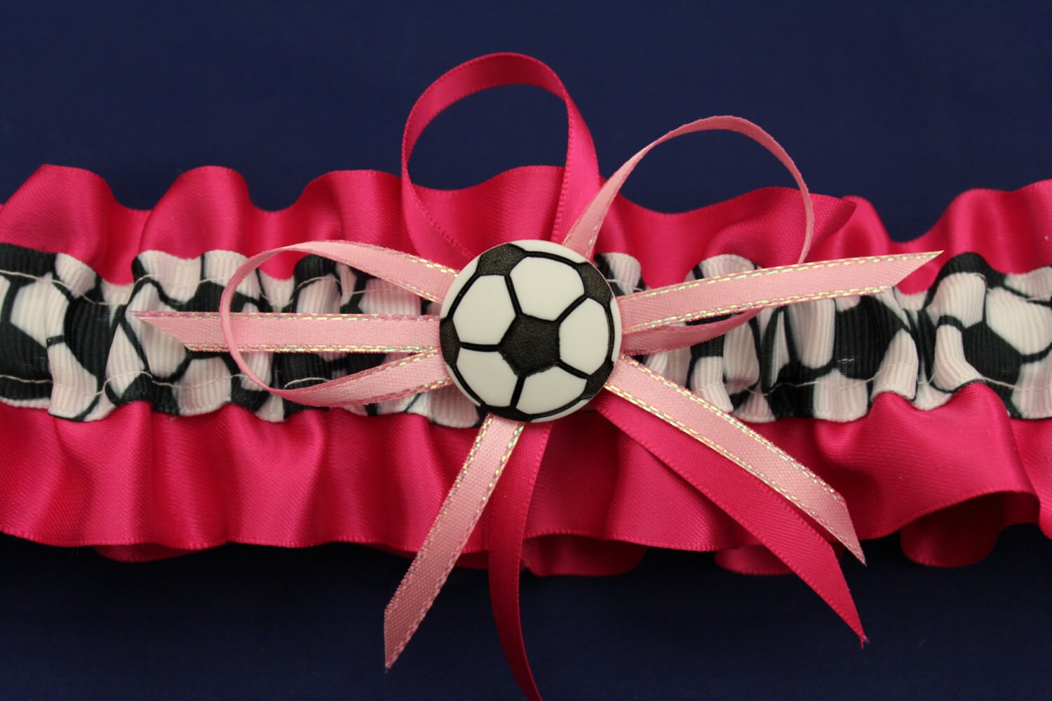Fuchsia Soccer Theme Wedding Garter Set, Bridal Garter Set, Prom Garter ...