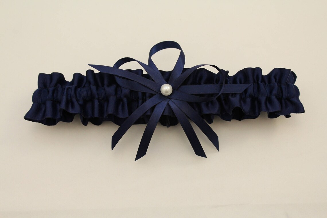 Navy Blue Satin Wedding Garter Wedding Garter Set Bridal - Etsy