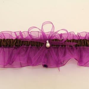 Sheer Plum and Brown Wedding Garter, Bridal Garter, Prom Garter (your ...