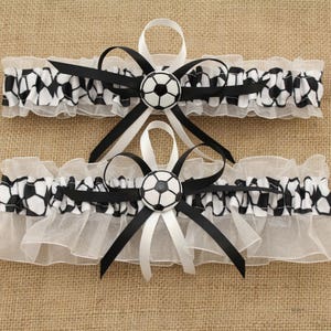 White Wedding Garter Set With Soccer Deco, Bridal Garter, Prom Garter ...