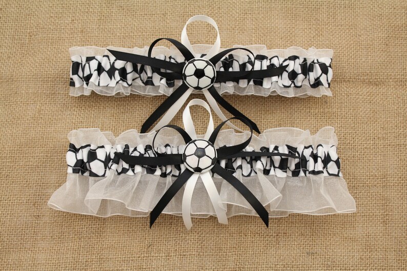 White Wedding Garter Set With Soccer Deco, Bridal Garter, Prom Garter ...