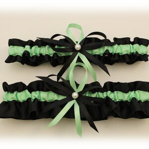 Black and Mint Green Wedding Garter Set, Bridal Garter, Prom Garter ...