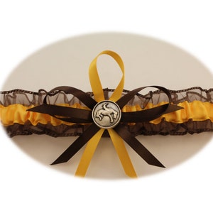 Wedding Garter Set With Brown and Gold Colors With Rodeo Charms, Bridal ...