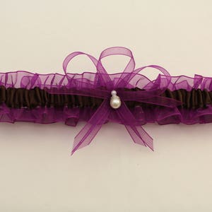 Sheer Plum and Brown Wedding Garter, Bridal Garter, Prom Garter (your ...