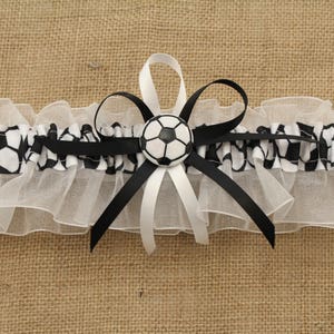 White Wedding Garter Set With Soccer Deco, Bridal Garter, Prom Garter ...