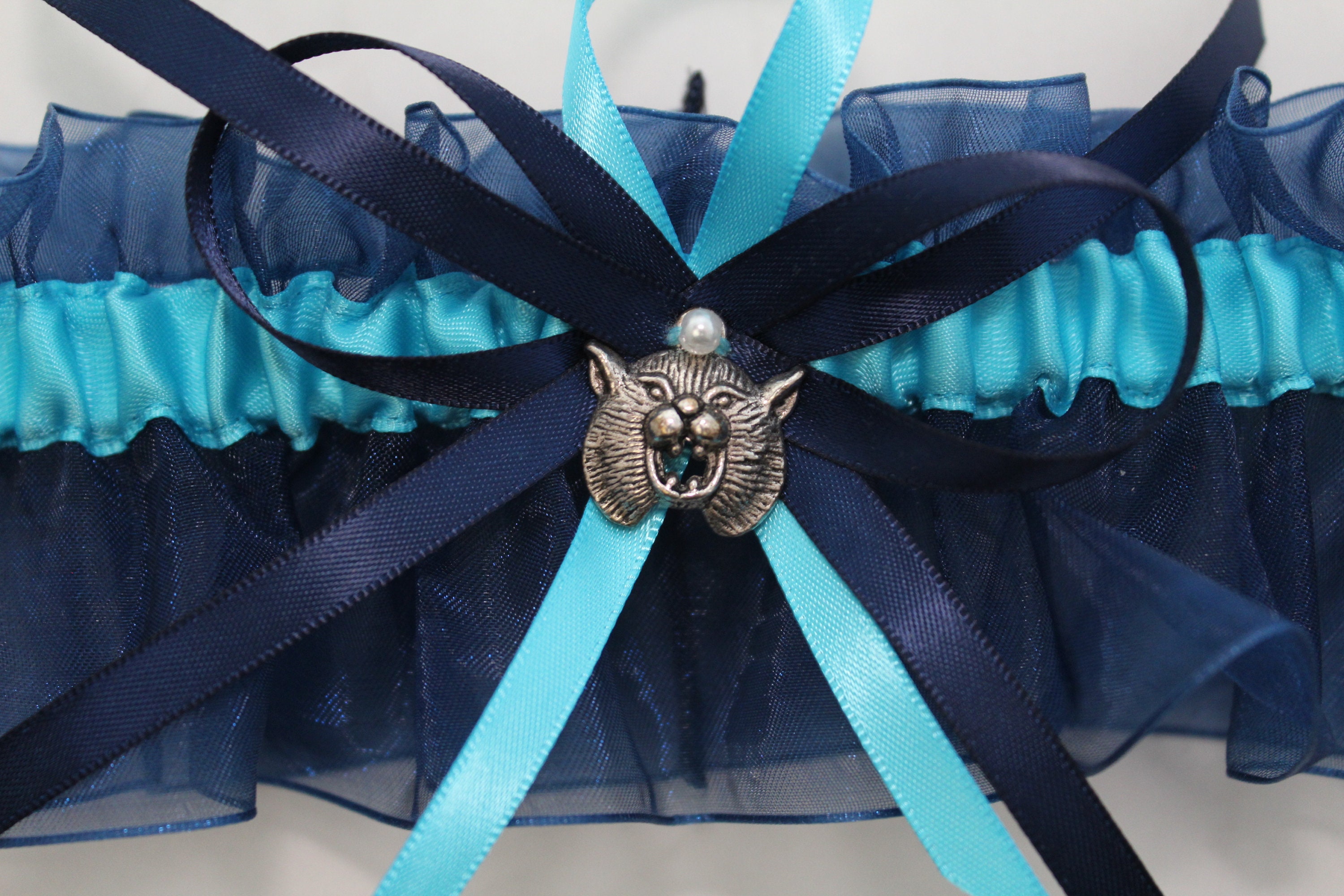 Sheer Navy Blue and Turquoise Wedding Garter Set with | Etsy