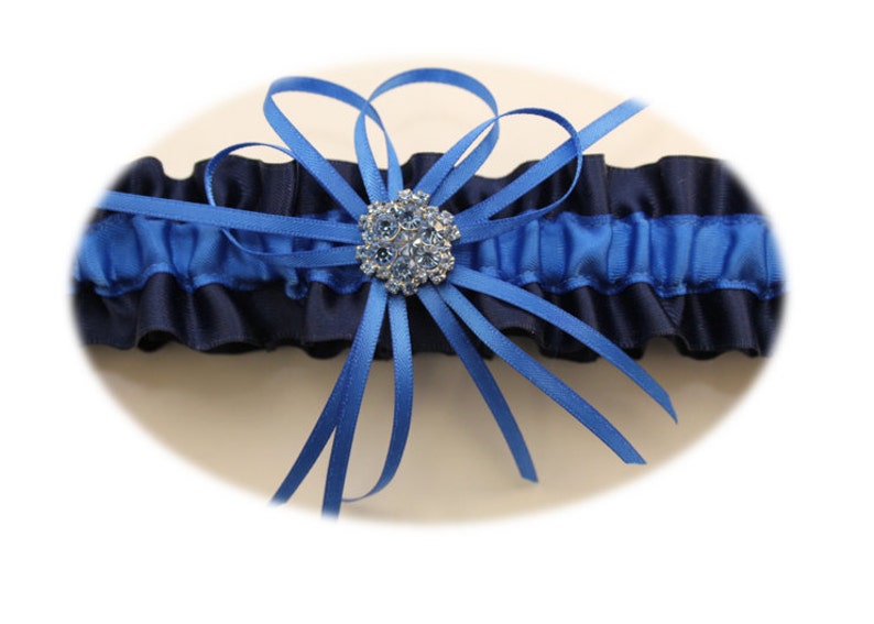Navy Blue and Royal Blue Wedding Garter Set, Bridal Garters, Prom (your ...