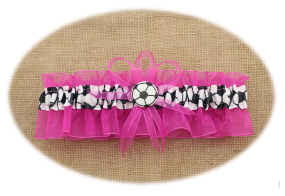 Fuchsia Wedding Garter Set With Soccer Deco, Fuchsia Bridal Garter Set ...