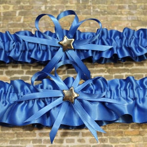 Royal Blue Wedding Garter Set With Star Charms, Bridal Garter, Prom ...