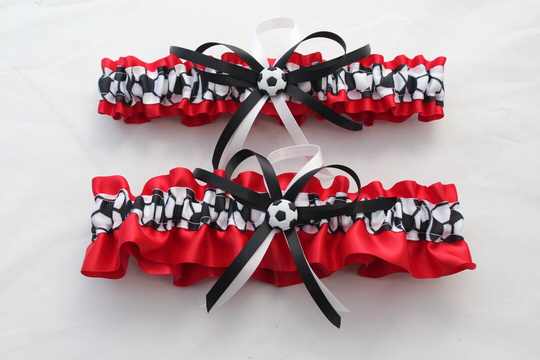 Wedding Garter , Red Satin, Soccer, Bridal Garter, Sports, Prom Garter ...