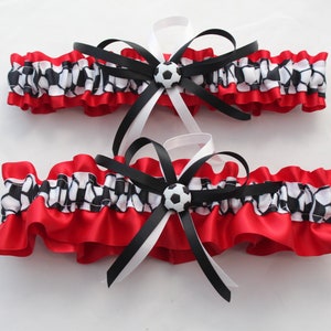 Wedding Garter , Red Satin, Soccer, Bridal Garter, Sports, Prom Garter ...