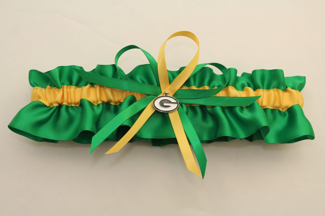 Green Bay Packers Inspired Satin Wedding Garter Set With | Etsy