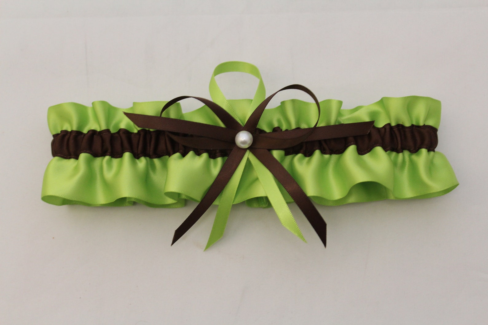 Apple Green and Brown Wedding Garter Set, Bridal Garter, Prom Garter ...