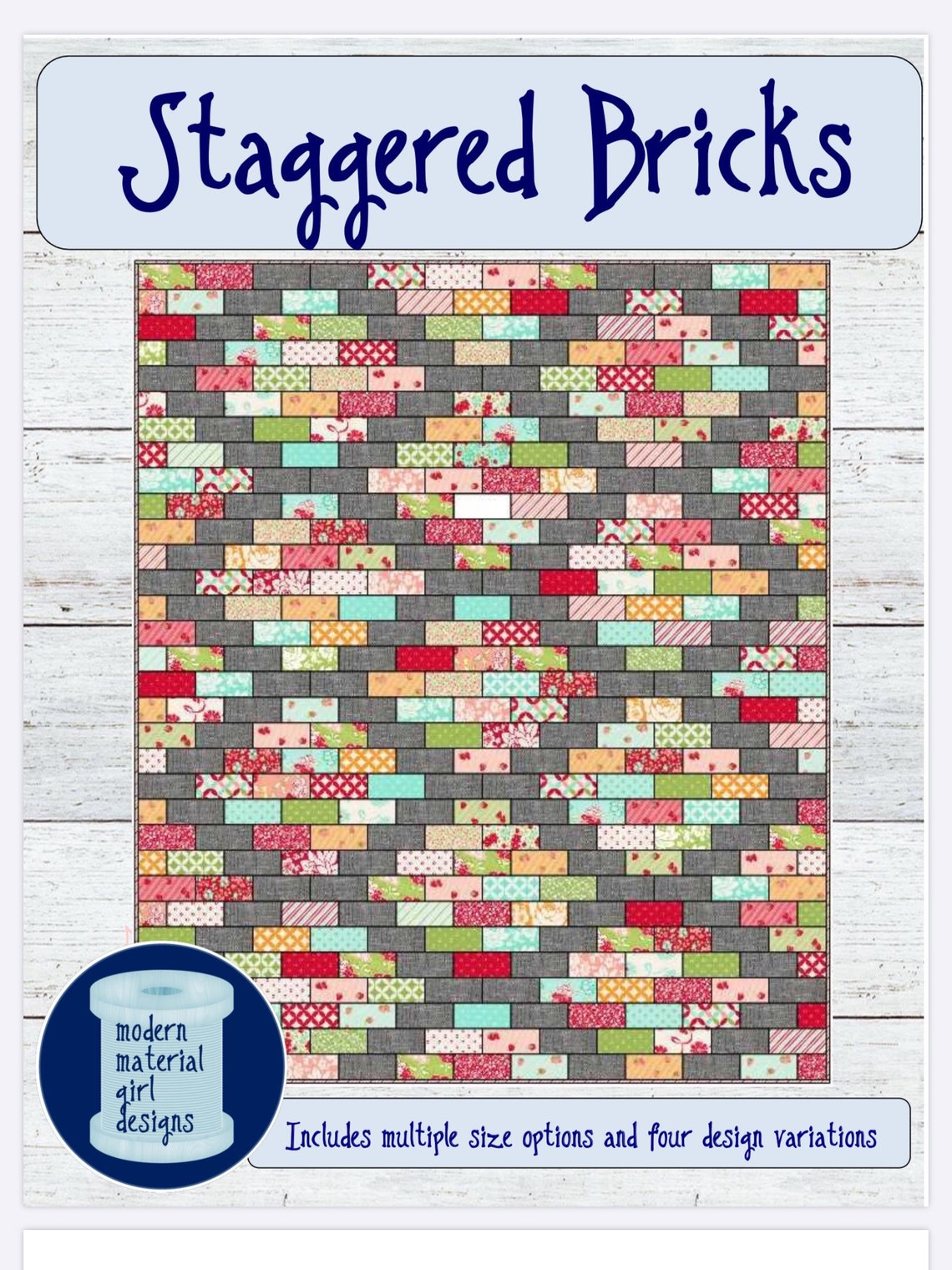 PDF PATTERN Staggered Bricks quilt..4 design variations | Etsy