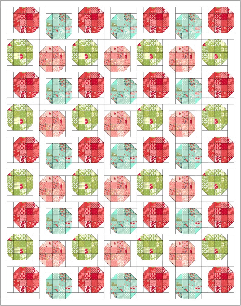PDF Pattern - Spinning Snowballs Quilt - 3 Block Variations - 6 Sizes ...