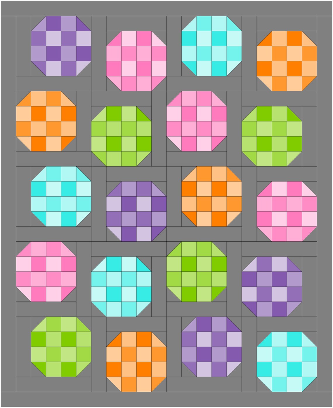 PDF Pattern - Spinning Snowballs Quilt - 3 Block Variations - 6 Sizes ...