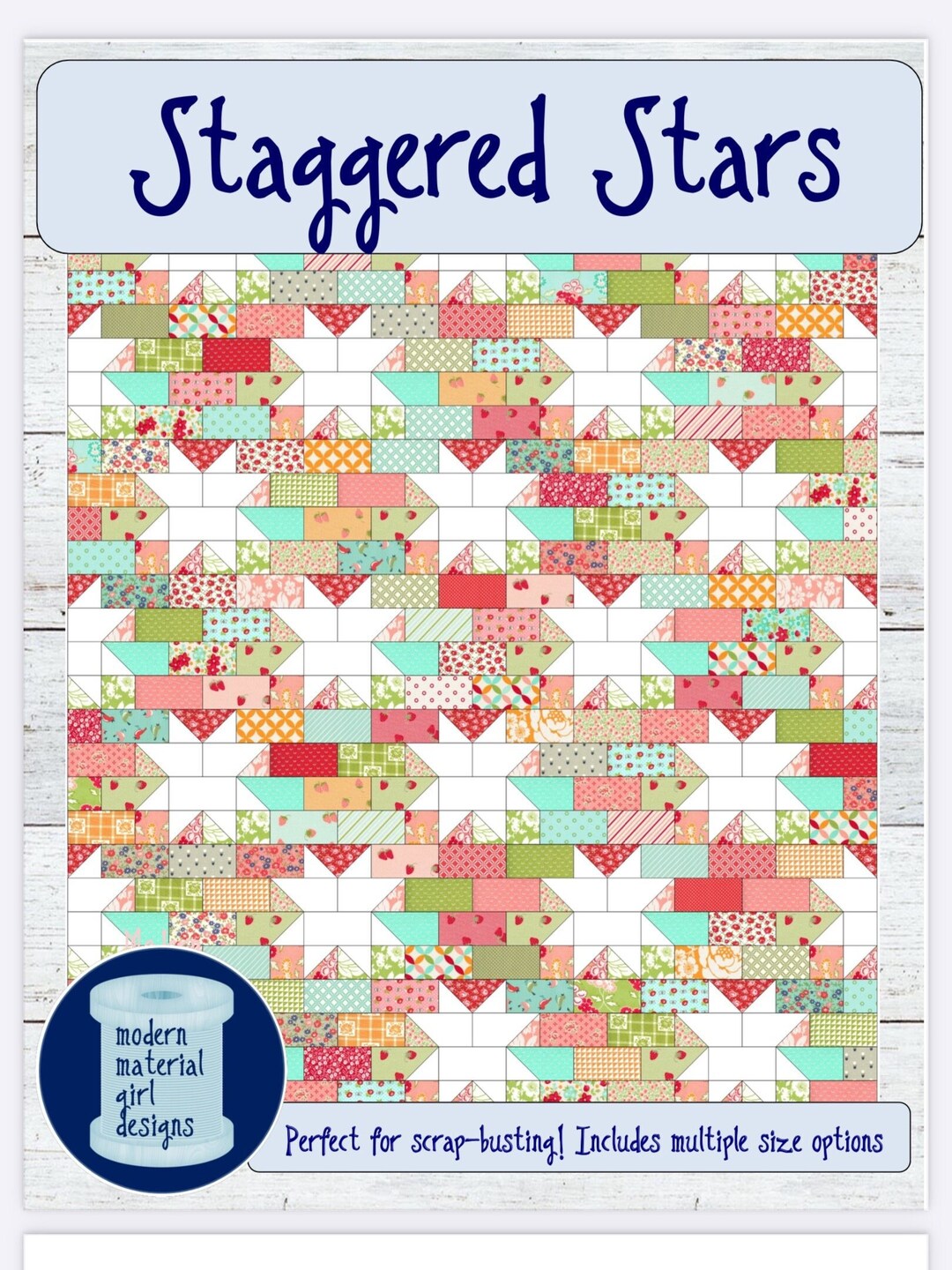 PDF Pattern Staggered Stars Quilt — 6 Sizes — Baby, Lap, Twin, Full ...