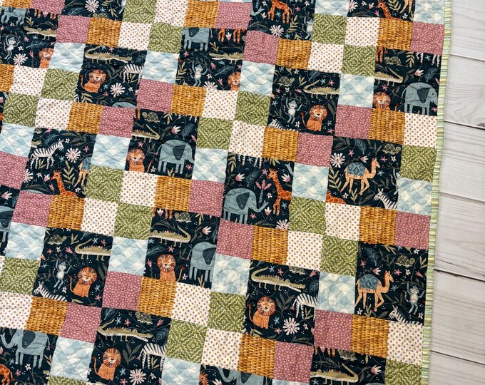 Zoo Animals Lap or Baby Quilt-- Pattern Also Available --green, Blue ...