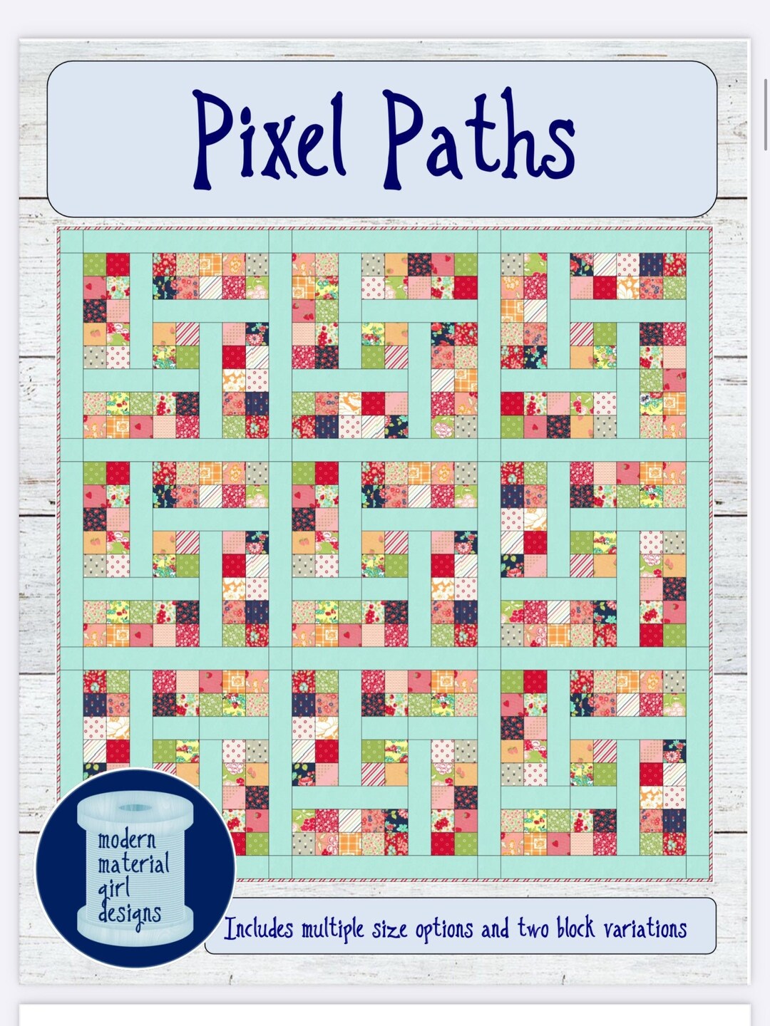 PDF PATTERN Pixel Paths Quilt , 2 Design Variations -- Baby, Lap, Twin ...