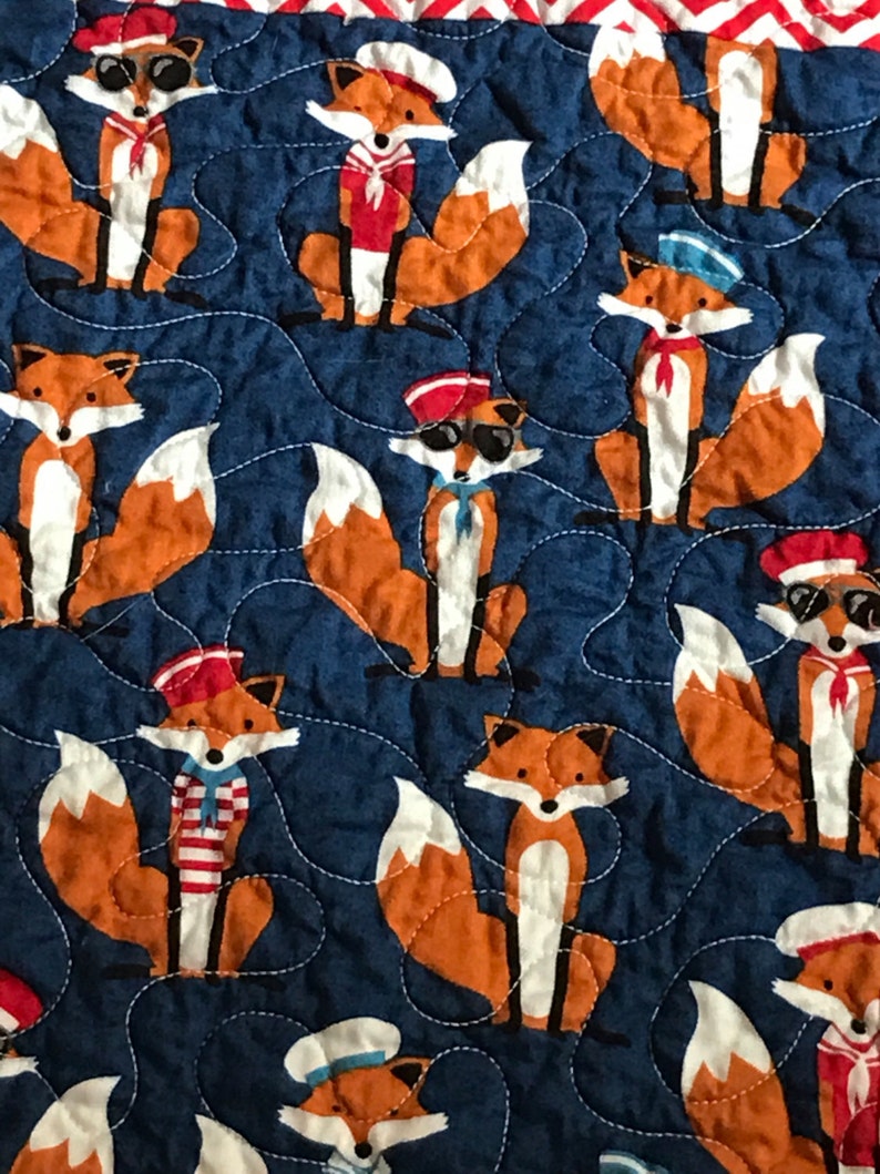 Sailor Fox Baby Crib Quilt Andie Hanna Fabulous Foxes - Etsy