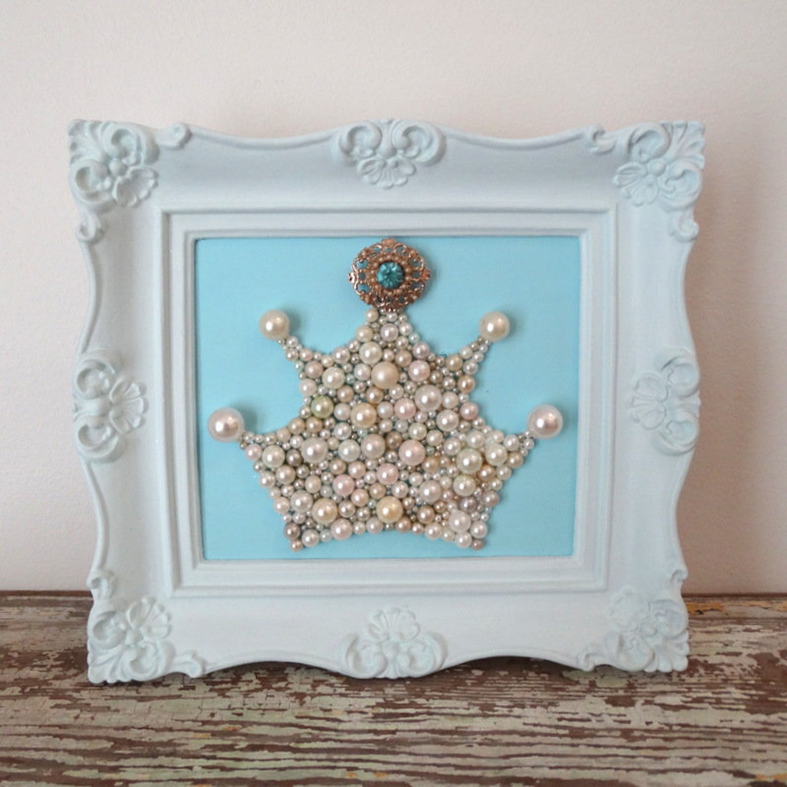 Pearl Crown Princess Crown Mosaic Nursery Art Turquoise - Etsy