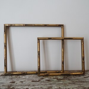 Pair Two Vintage Gold Bamboo Look Open Wood Frames - No Glass 7 X 9, 10 ...